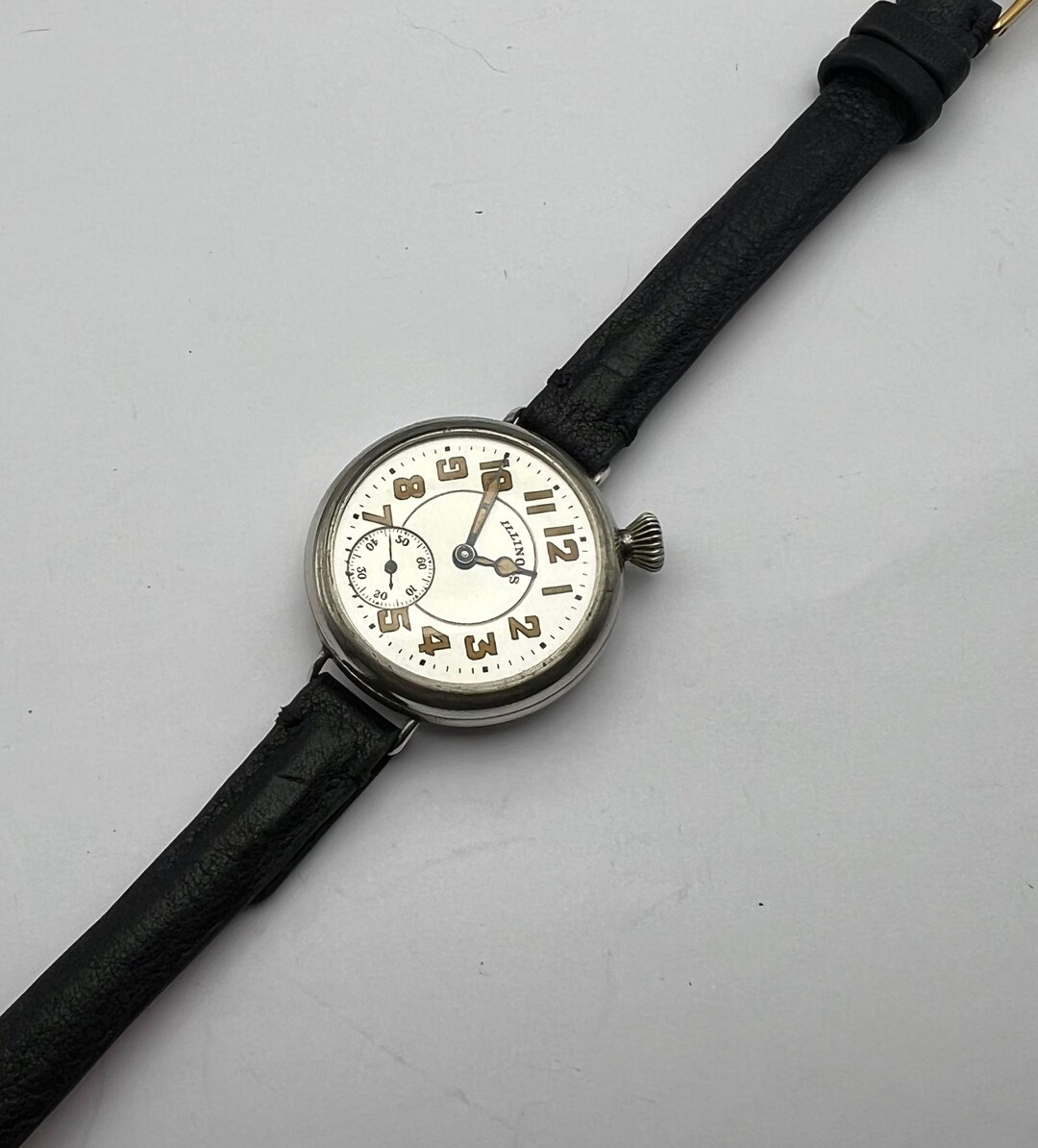 1916 Illinois WWI Offset Trench Watch - 17 Jewel Solid Silverode Case ...