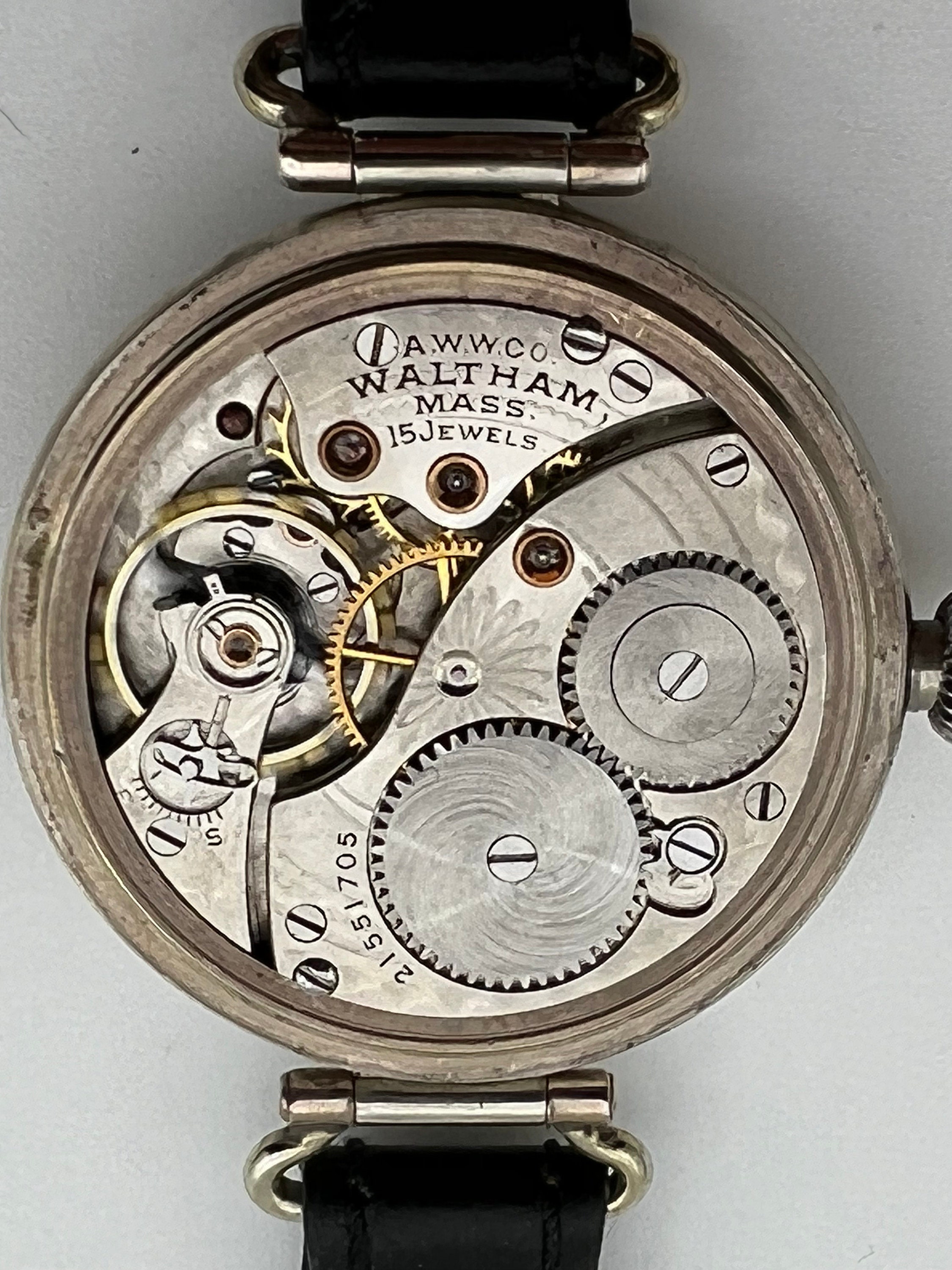 Waltham 1917 WW1 / Trench Watch, 15 Jewels, Rare Hermetic Case
