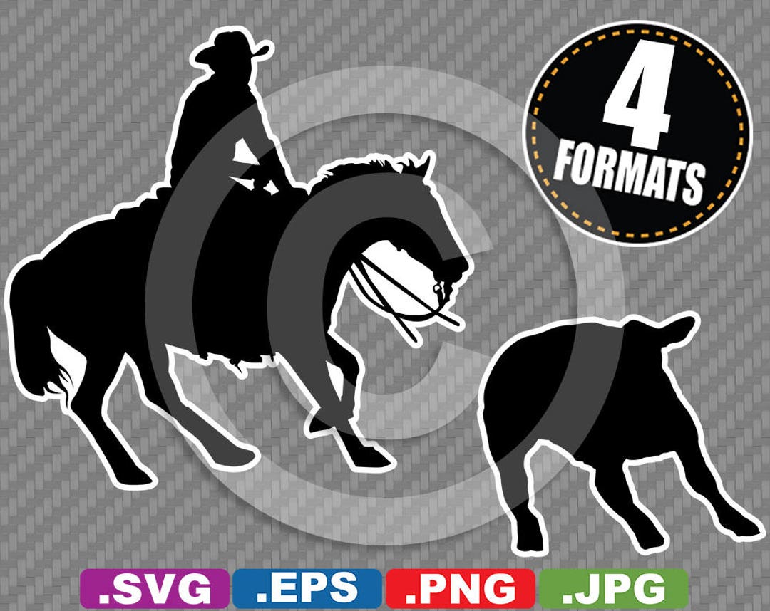 Rodeo / Cutting Horse Clip Art Image - SVG Cutting File Plus Eps ...