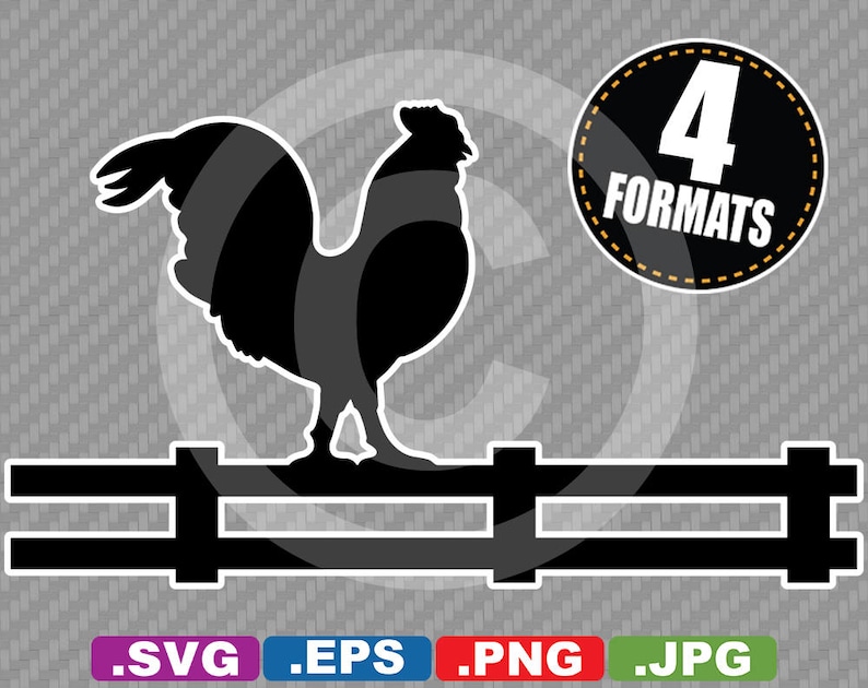 Rooster / Chicken on Fence Clip Art Image SVG cutting file | Etsy