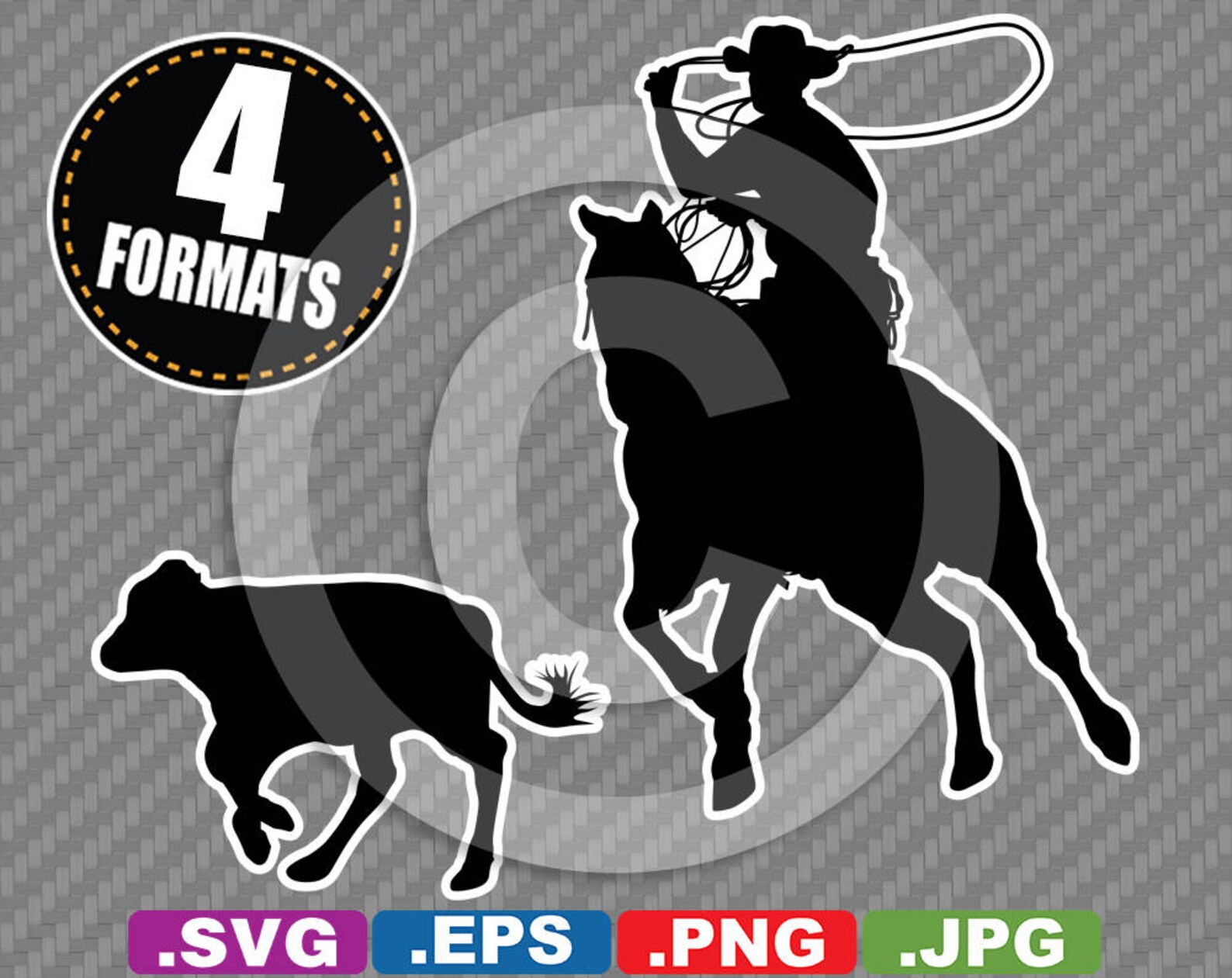 Rodeo / Calf Roping / Cowboy Clip Art Image SVG Cutting File | Etsy