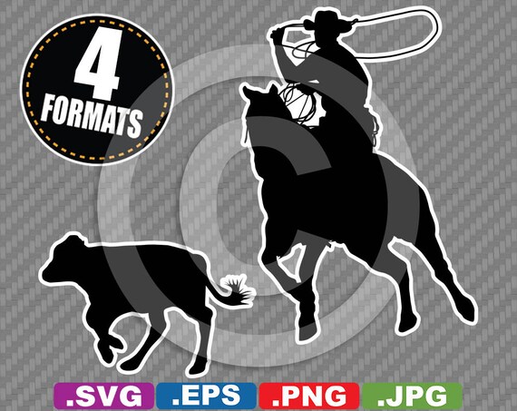 Rodeo / Calf Roping / Cowboy Clip Art Image SVG Cutting File | Etsy