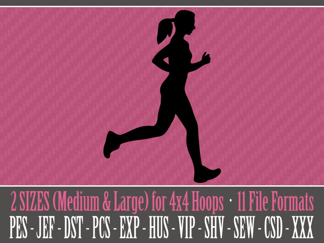 Female Marathon / Distance Runner - Machine Embroidery Files - 2 Sizes ...