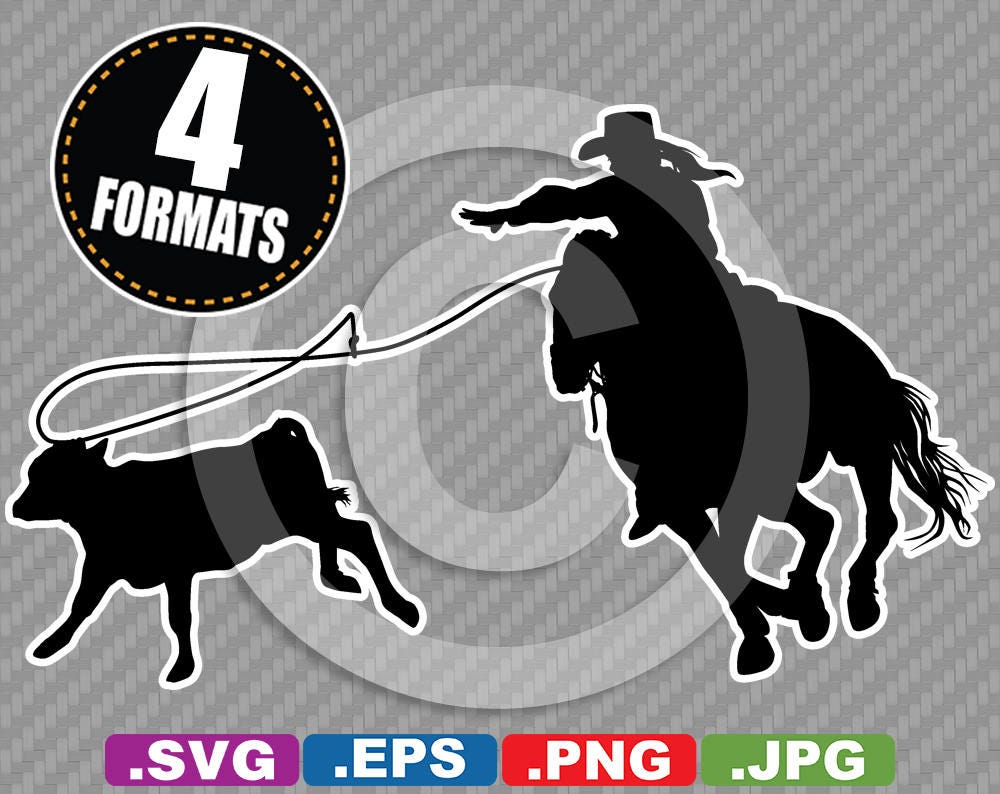 Rodeo / Calf Roping / Cowgirl Clip Art Image SVG cutting | Etsy
