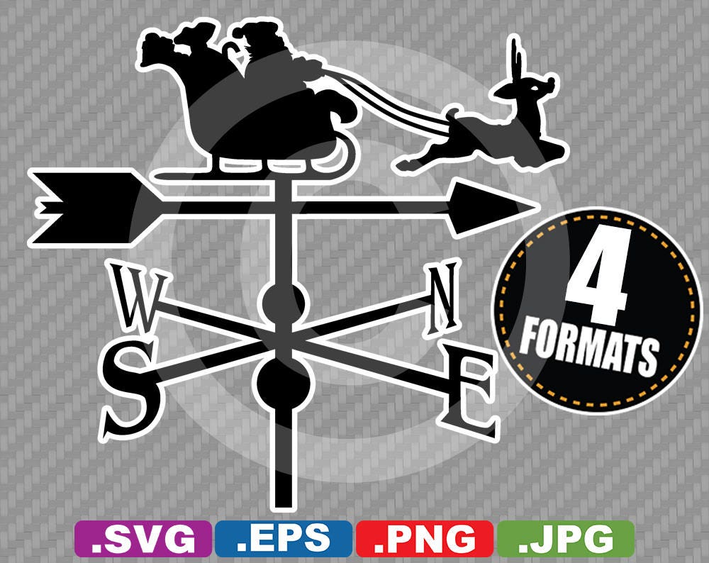 Santa Weather Vane Clip Art Image SVG Cutting File Plus Eps | Etsy