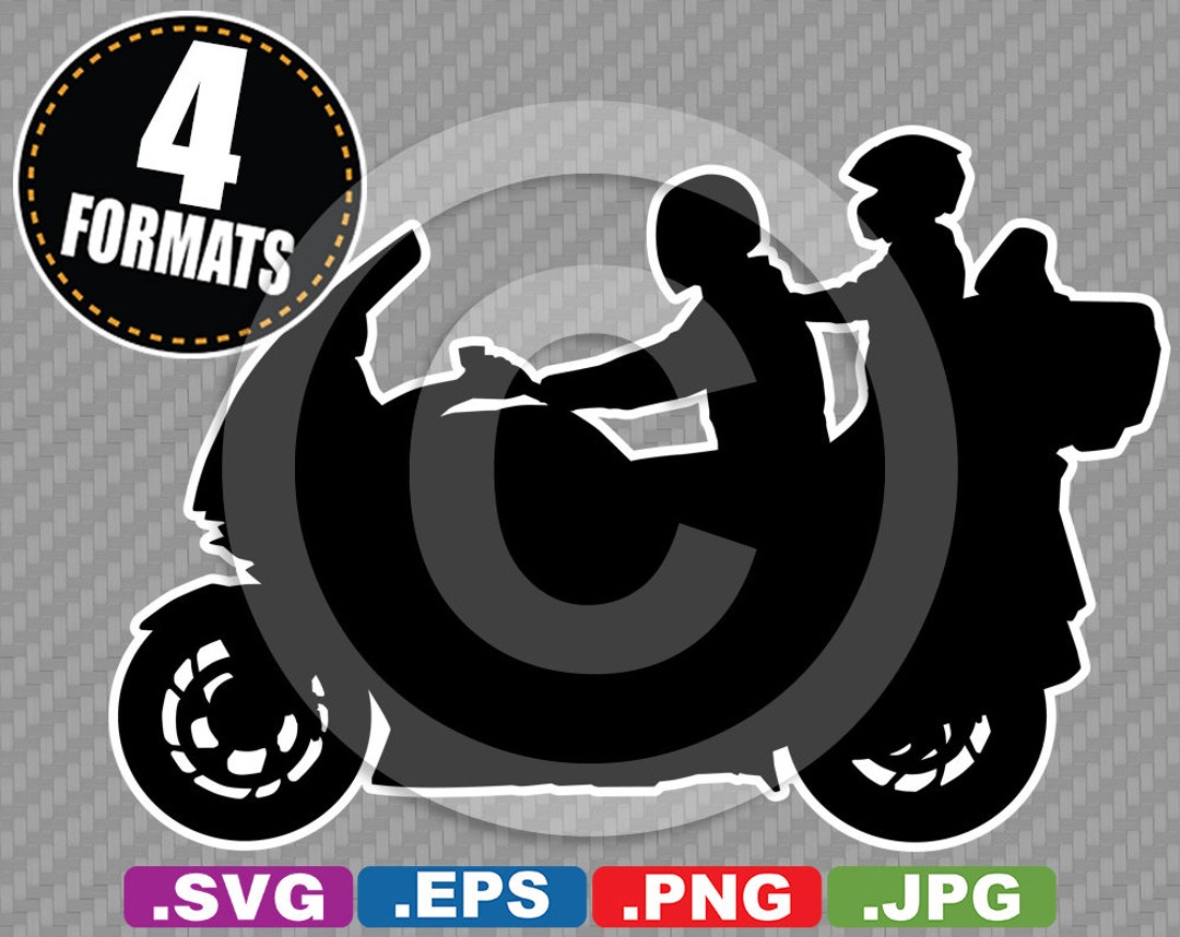 Touring Motorcycle Clip Art Image W/riders SVG Cutting File Plus Eps ...