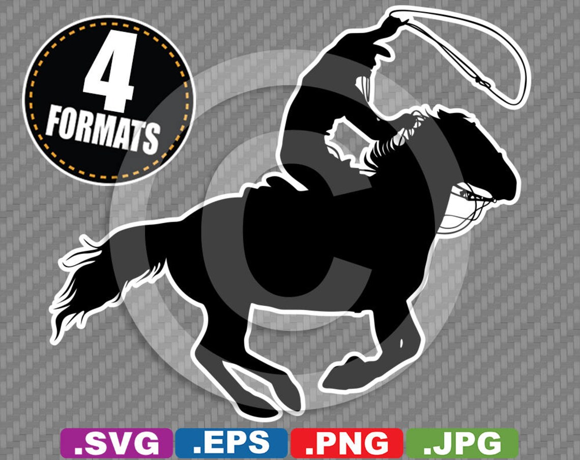 Rodeo / Calf Roping / Cowboy Clip Art Image SVG Cutting File - Etsy ...