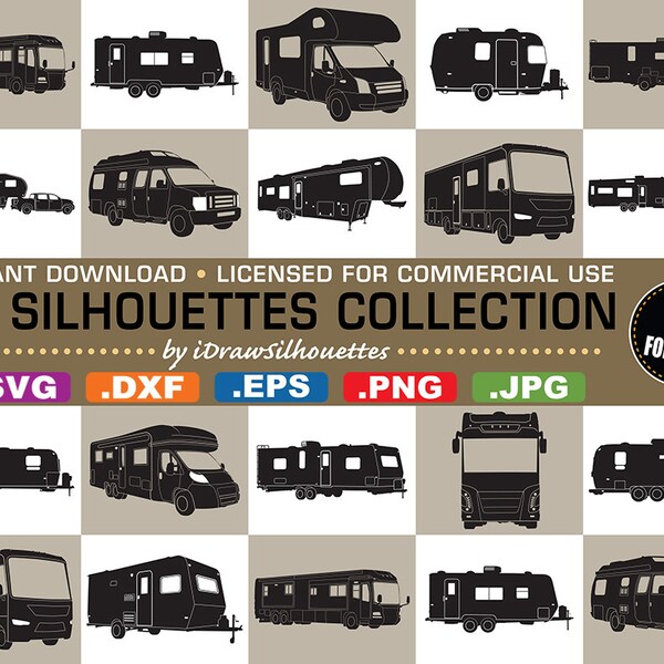Travel Trailer / Camper / RV Clip Art Image SVG Cutting File Plus Eps ...