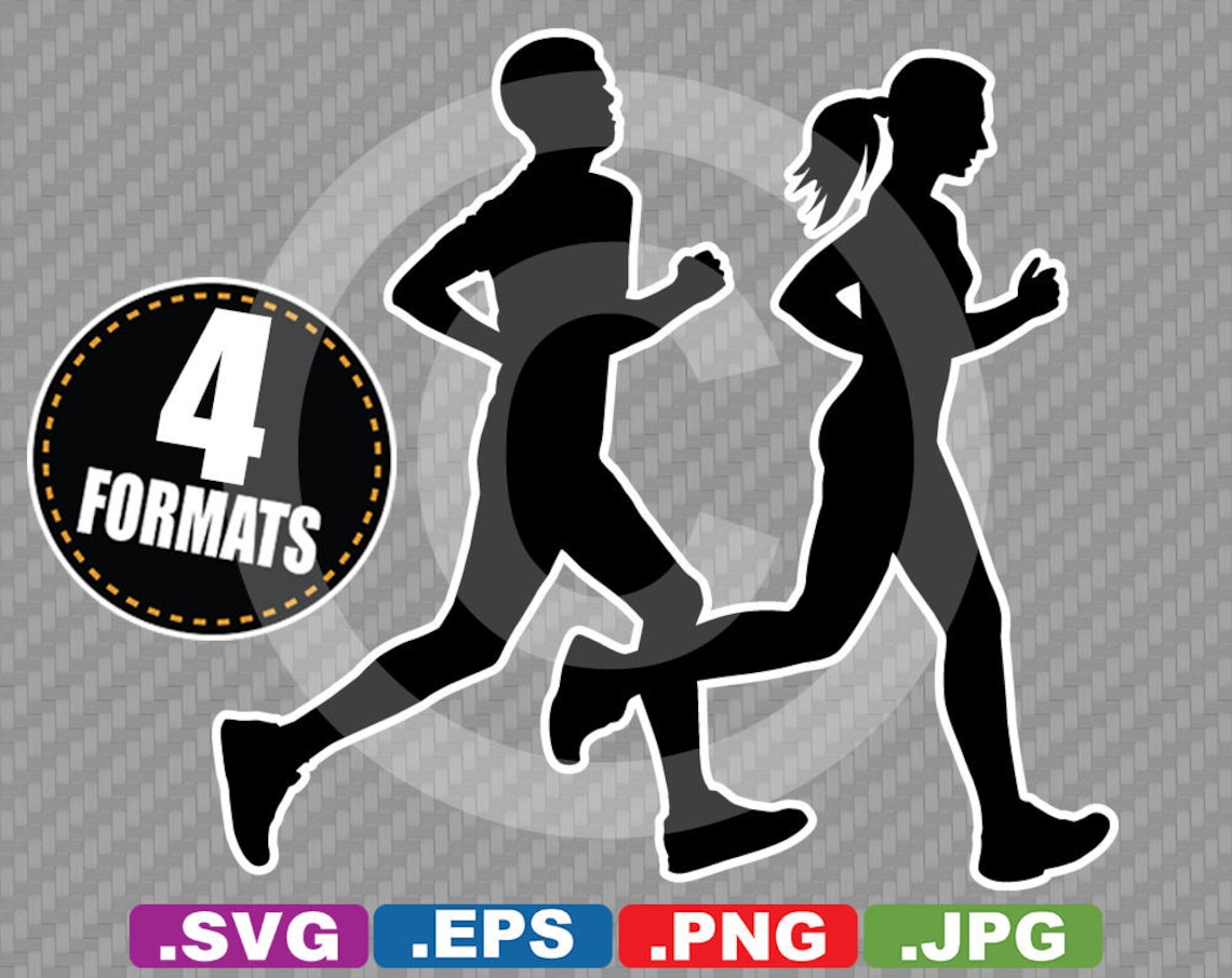 Distance Runners couple Clip Art SVG Cutting File Plus Eps - Etsy