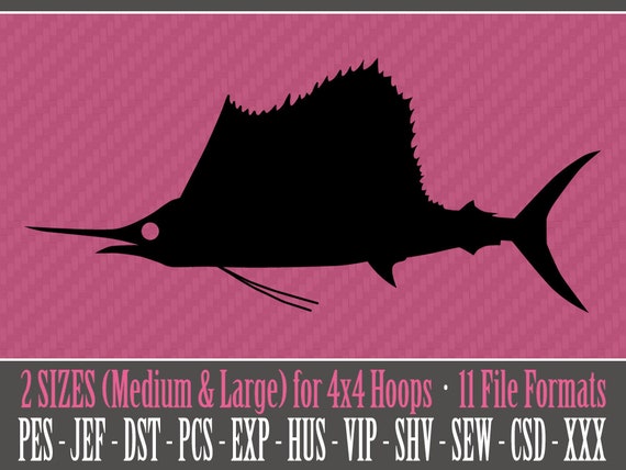Sailfish / Fish / Fishing Machine Embroidery Design Files | Etsy