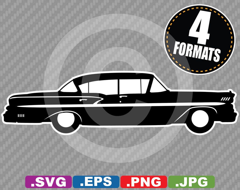 1958 Classic / Antique Car Image SVG Cutting File Plus Eps vector, Jpg ...