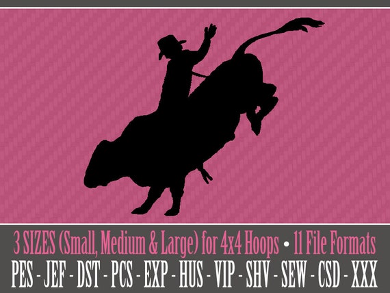 Rodeo Cowboy Bullriding Machine Embroidery Files 3 Sizes | Etsy