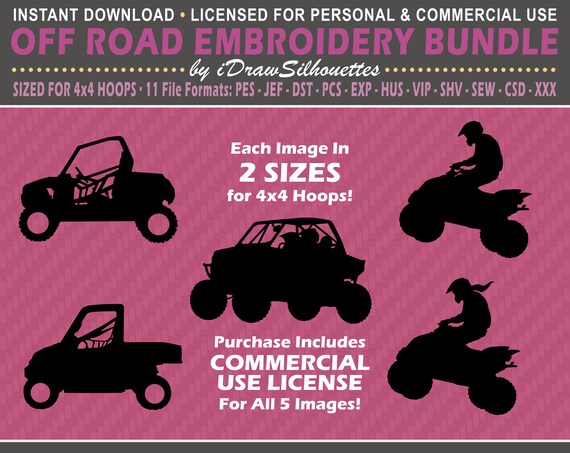 COMMERCIAL USE Off-road / ATV Embroidery Bundle 5 Images / - Etsy