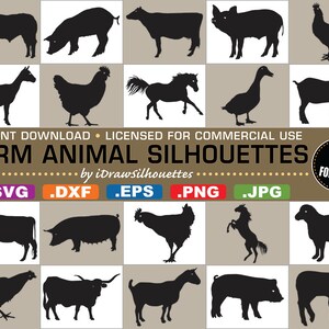 Licensed for COMMERCIAL USE 20 Farm Animal Cutting Files / Clip Art ...