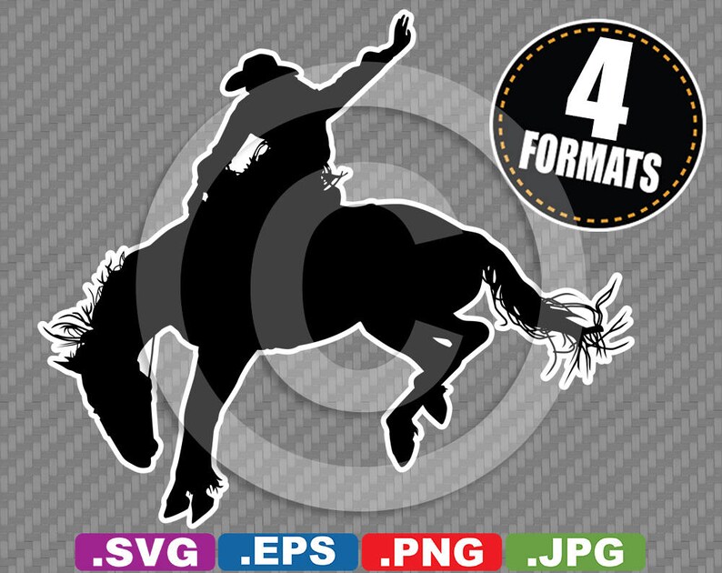 Rodeo / Bronc Riding / Cowboy Clip Art Image SVG Cutting - Etsy