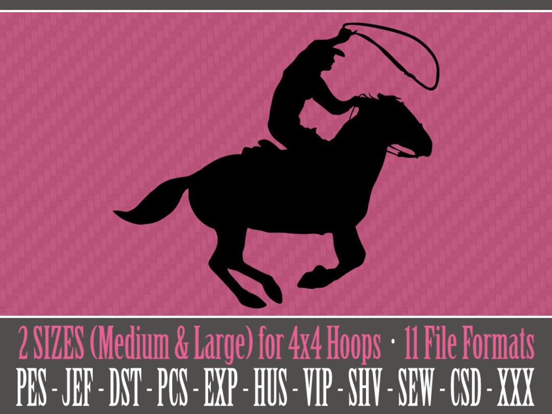 Rodeo Cowboy - Calf Roping - Machine Embroidery Design Files - 2 Sizes ...