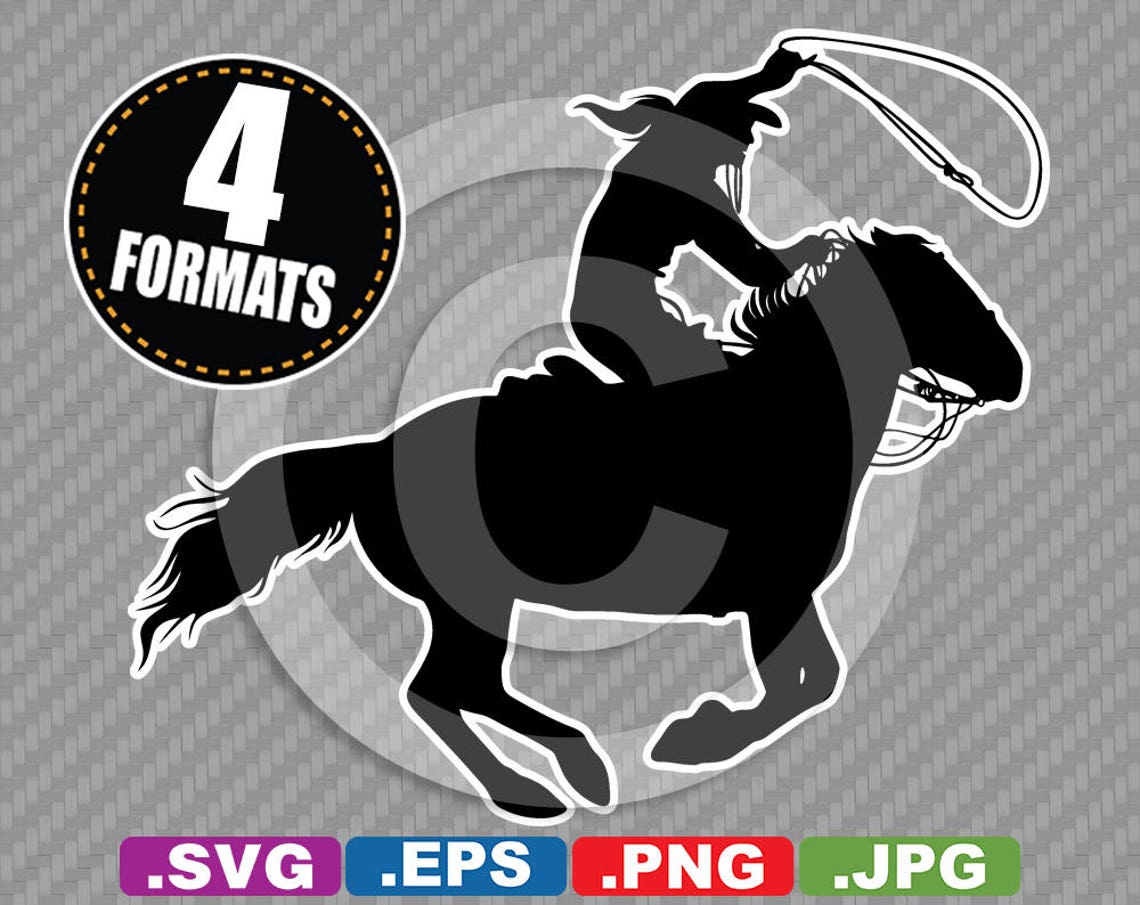 Rodeo / Calf Roping / Cowgirl Clip Art Image - SVG Cutting File Plus ...