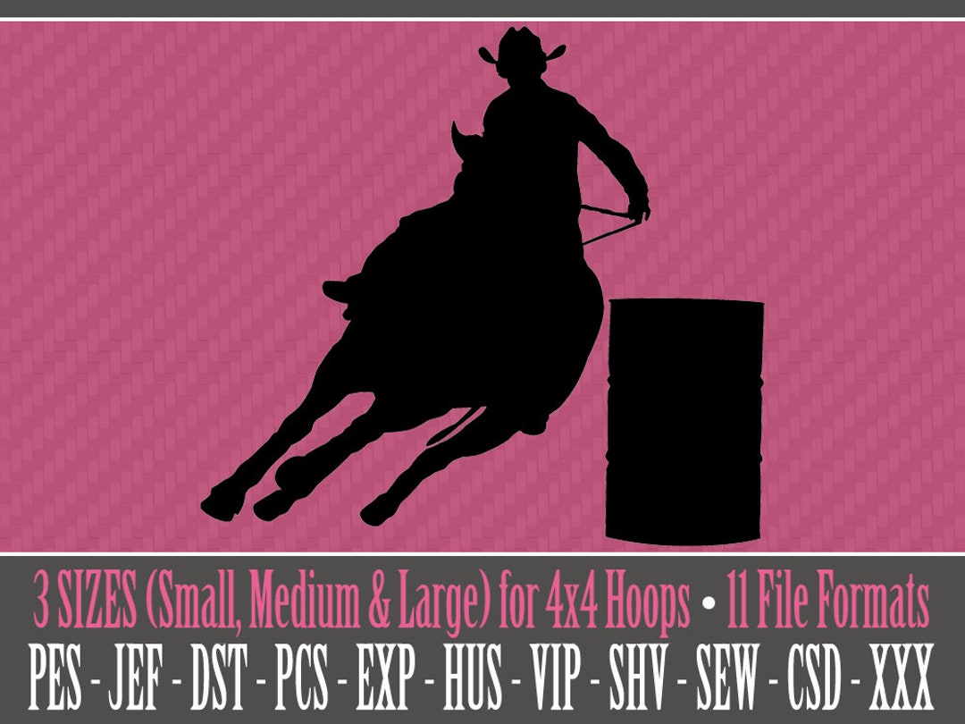 Rodeo Barrel Racing - Machine Embroidery Design Files - 3 Sizes - 4x4 ...