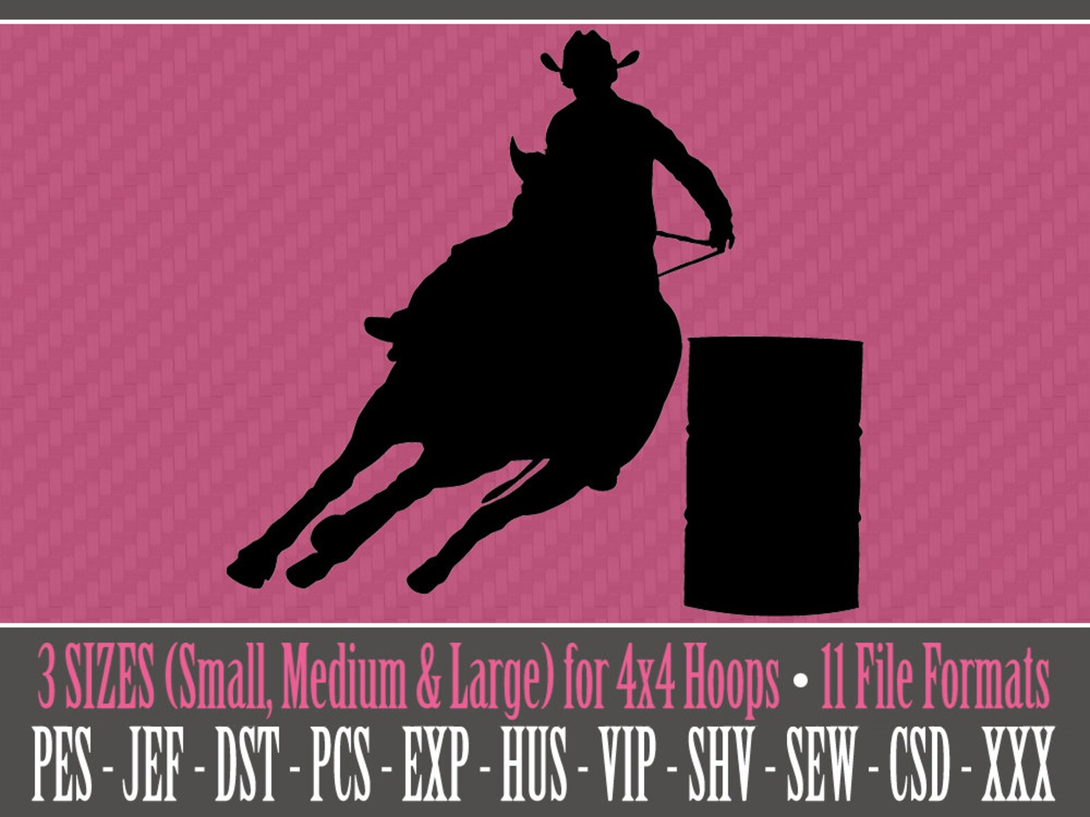 Rodeo Barrel Racing - Machine Embroidery Design Files - 3 Sizes - 4x4 ...