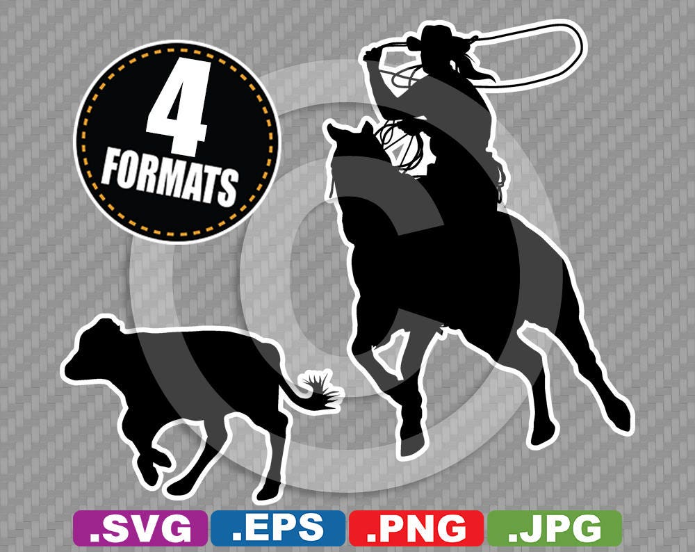 Buy Rodeo / Calf Roping / Cowgirl Clip Art Image SVG Cutting Online in ...