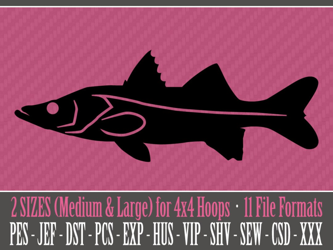 Snook / Fish / Fishing - Machine Embroidery Design Files - 2 Sizes ...