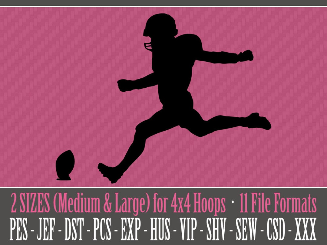 Football Player / Kicker / Kickoff - Machine Embroidery Files - 2 Sizes ...