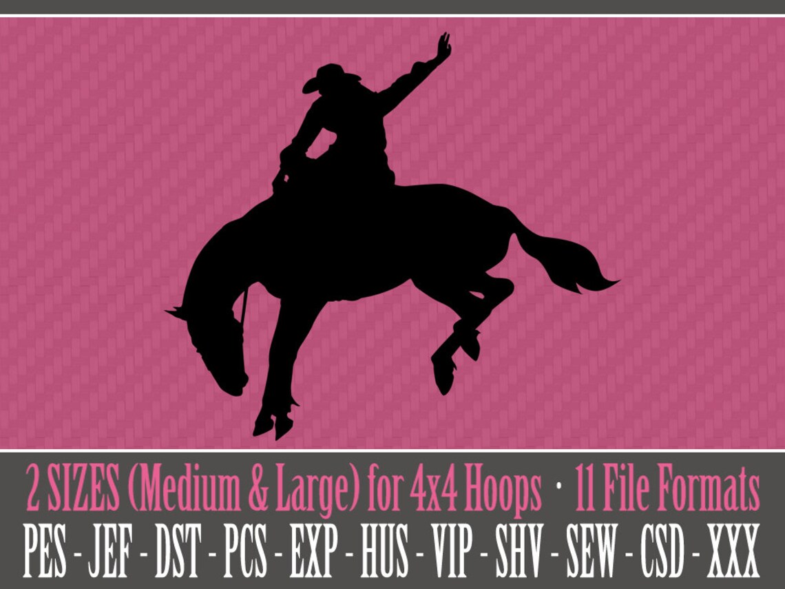 Rodeo Cowboy / Cowgirl Bronc Rider Machine Embroidery Files - Etsy