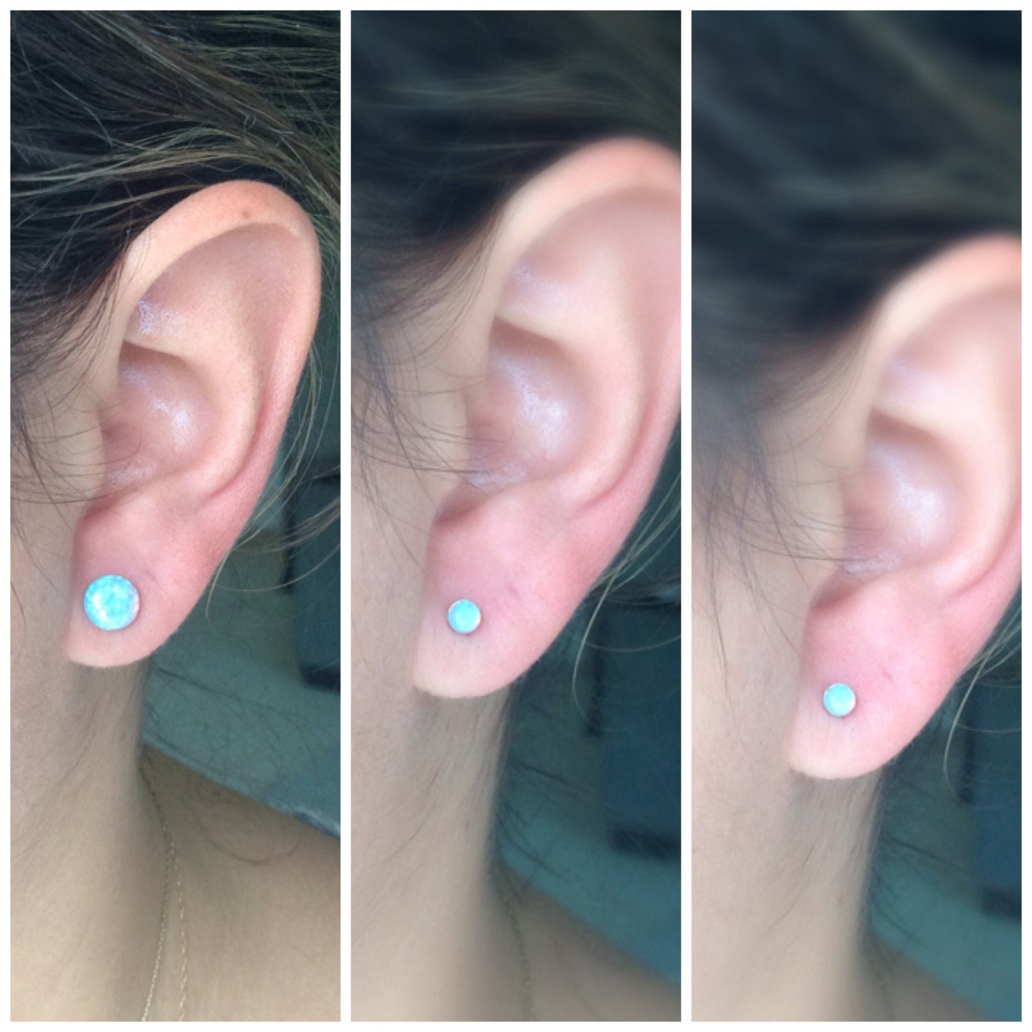 Opal earrings Blue opal earrings stud opal opal post | Etsy