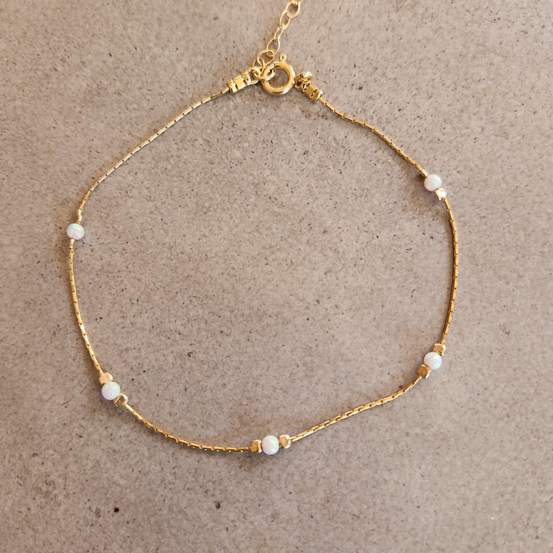 Dainty Opal Anklet, Opal Anklet,beach Anklet, Minimalist Anklet, Gold ...