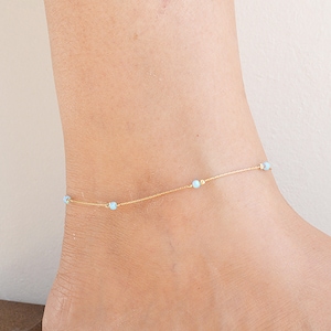Dainty Opal Anklet, Opal Anklet,beach Anklet, Minimalist Anklet, Gold ...