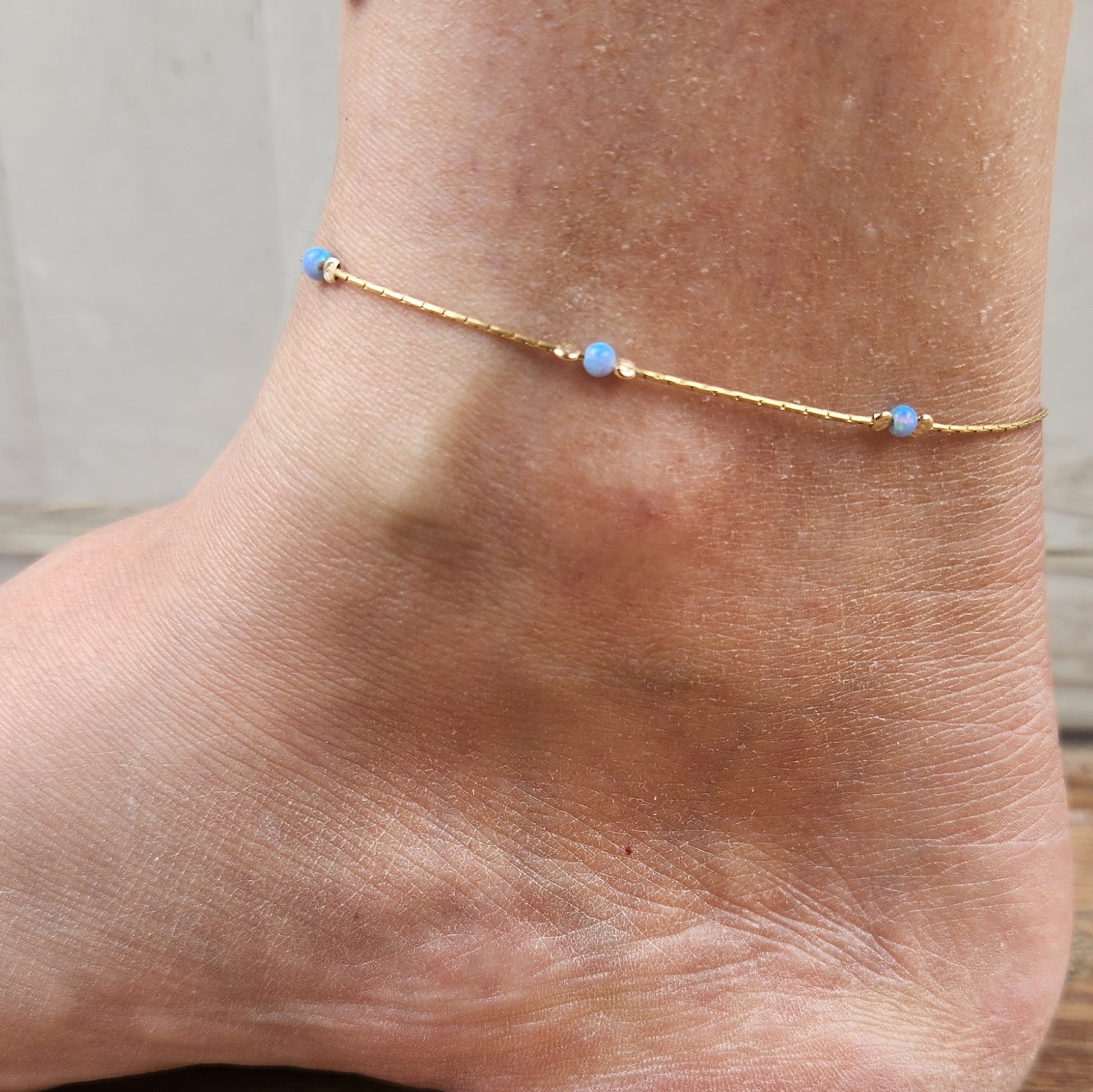 Dainty Anklet,opal Anklet,beach Anklet,minimalist,everyday Anklet,gold ...
