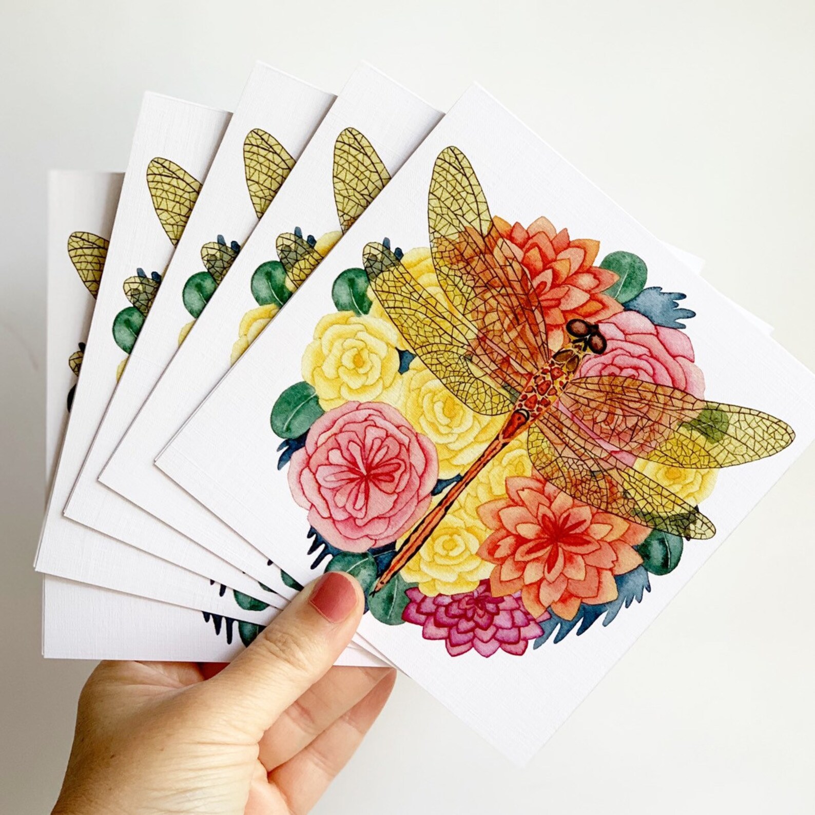 Dragonfly Cards Set Artist Greeting Card Blank Thank You | Etsy