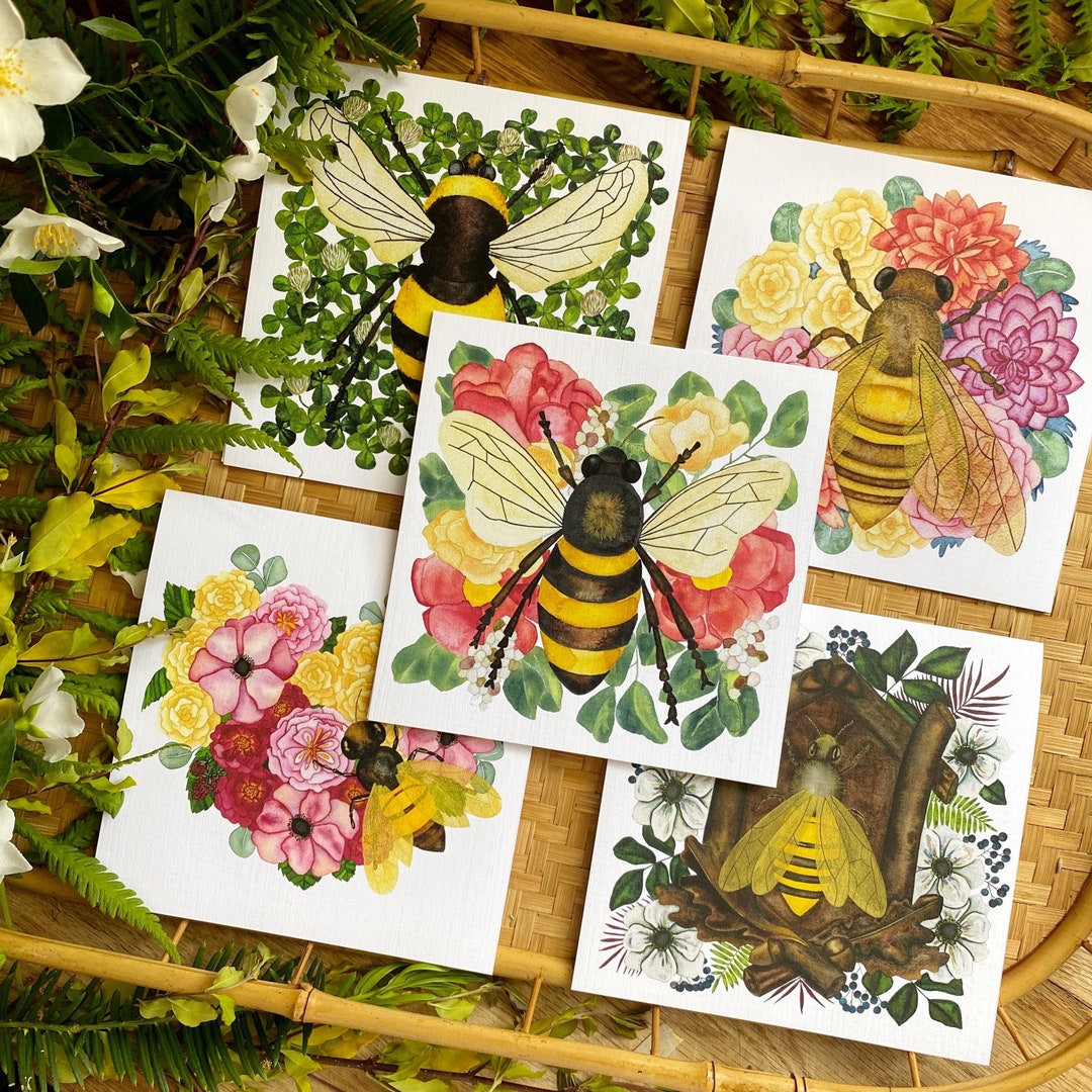 Bee Note Cards Set, Bee Stationery or Bee Thank You Card - Etsy