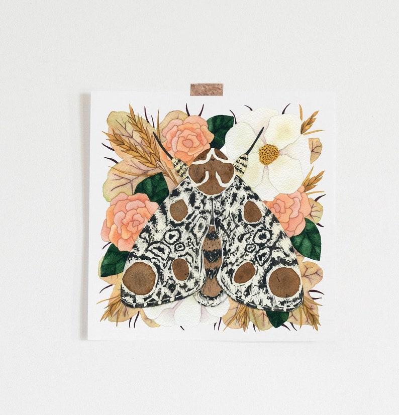 Moth Print of Square Original Watercolor Painting, Apartment Decor - Etsy