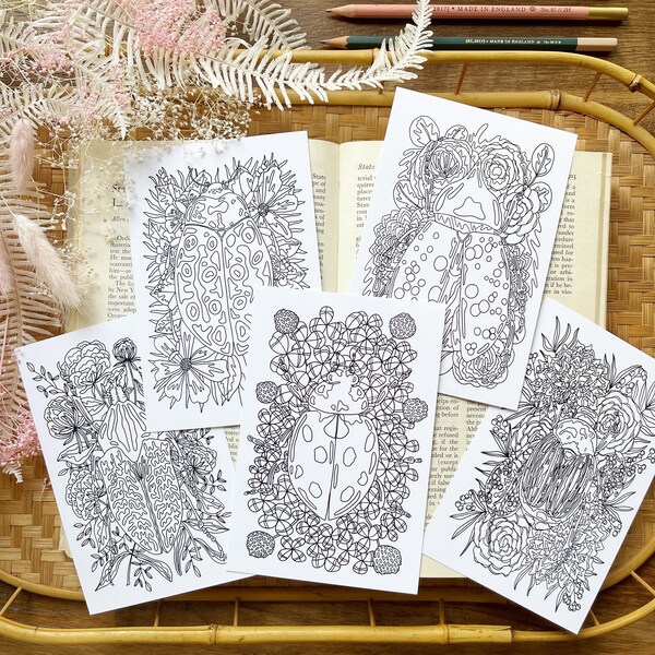 Coloring Postcards - Etsy