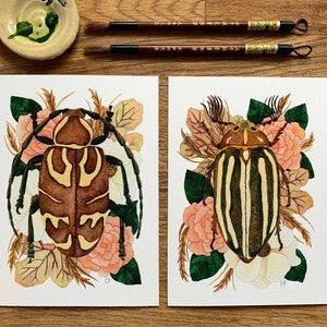 Insect Print Pair of Original Watercolor Painting - Etsy
