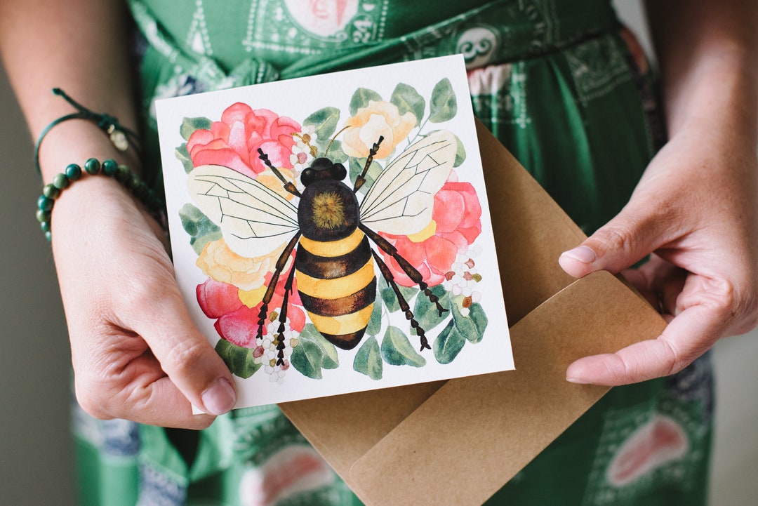 Bee Card or Honey Bee Notecards for Beekeeper Gift or Bee Birthday - Etsy