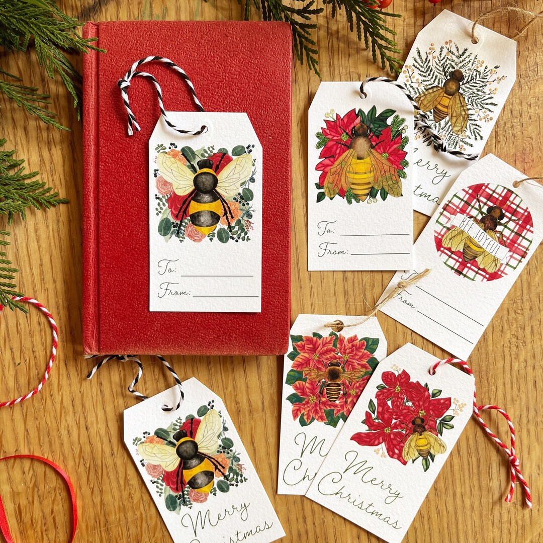 Christmas Bee Printable Gift Tag - Etsy