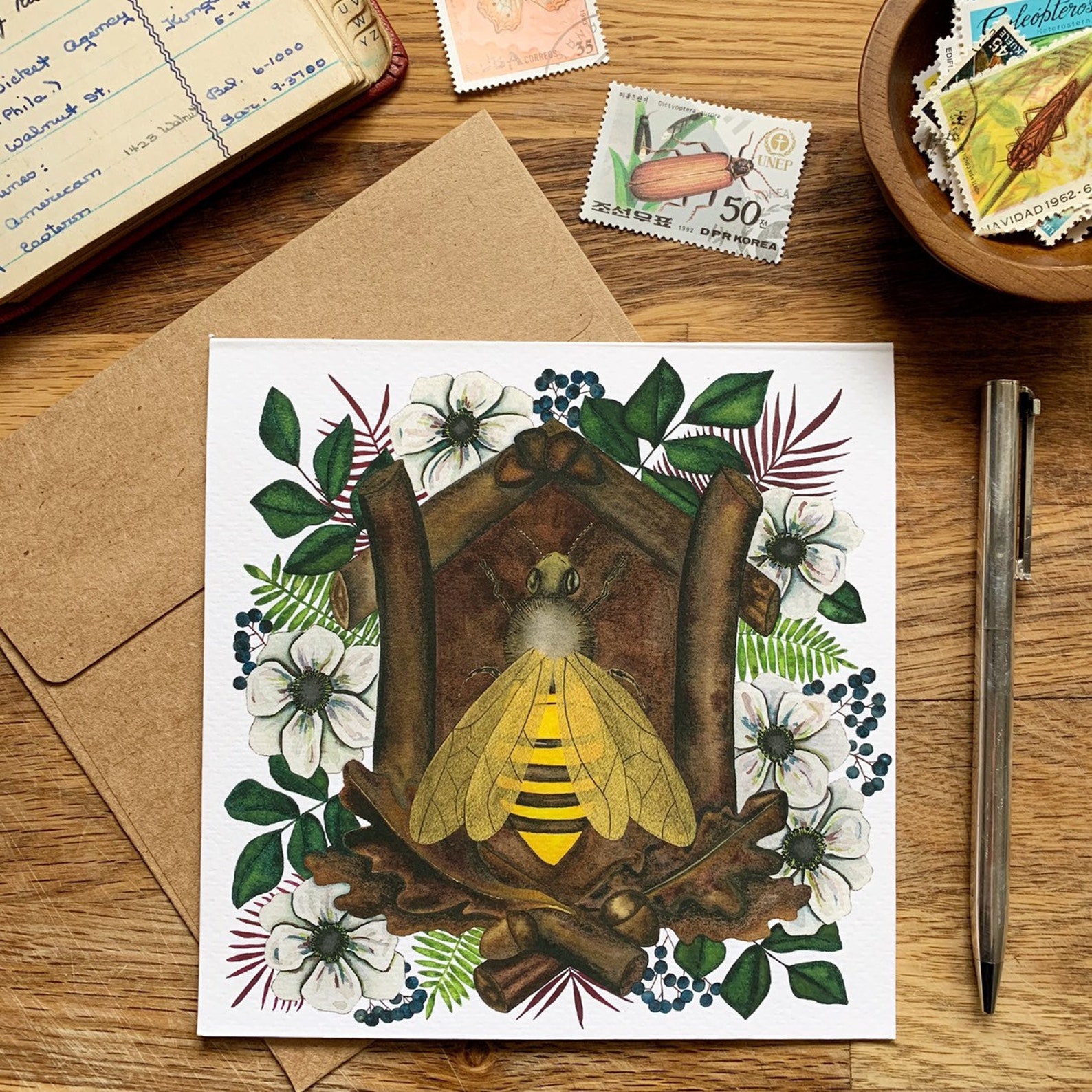 Bee Note Cards Set Bee Stationery or Bee Thank You Card - Etsy