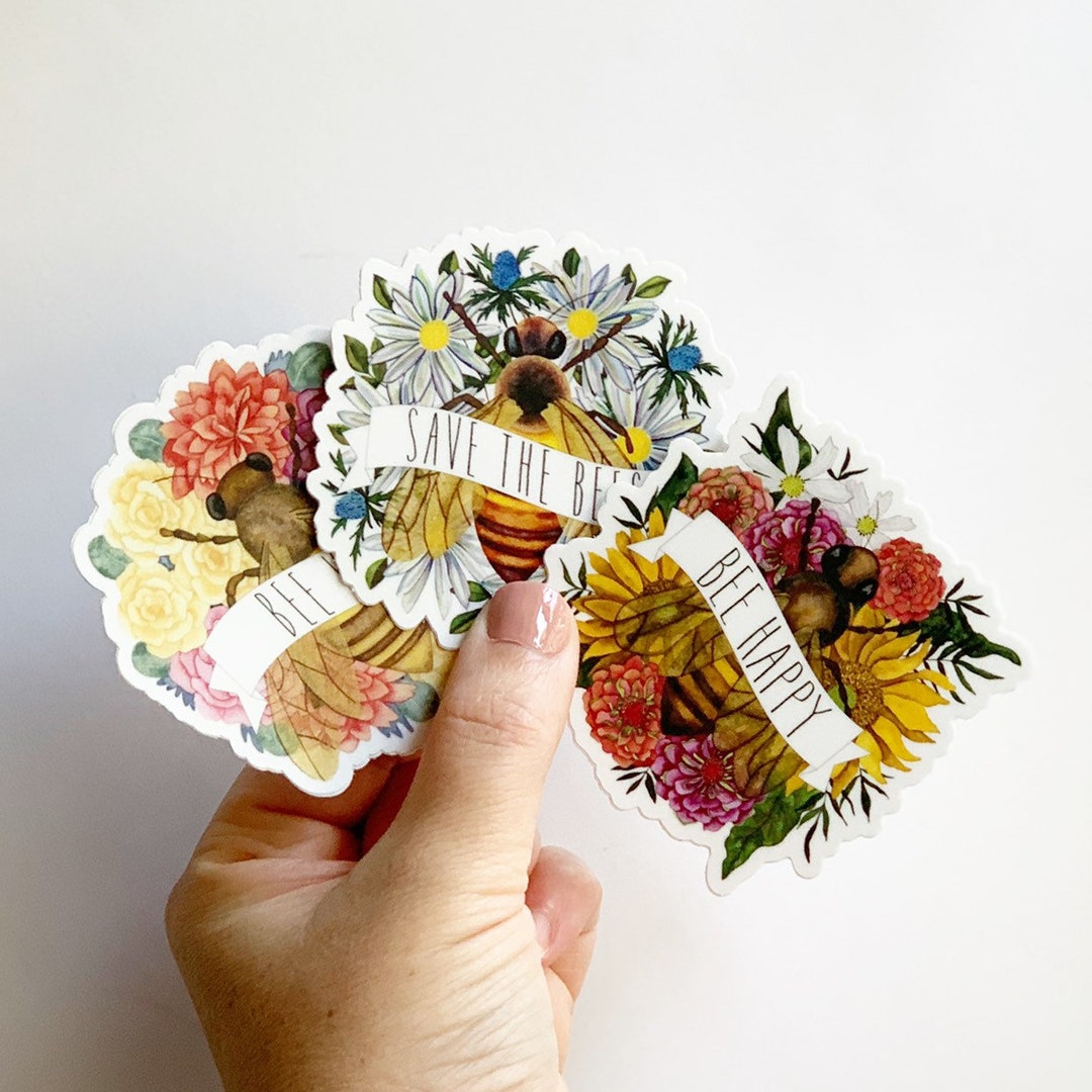 Honey Bee Sticker Pack, Vinyl Decal, Cute Laptop Sticker, Cup Decal for ...