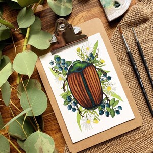 June Bug Insect Print of Original Watercolor Painting, Entomology Art ...