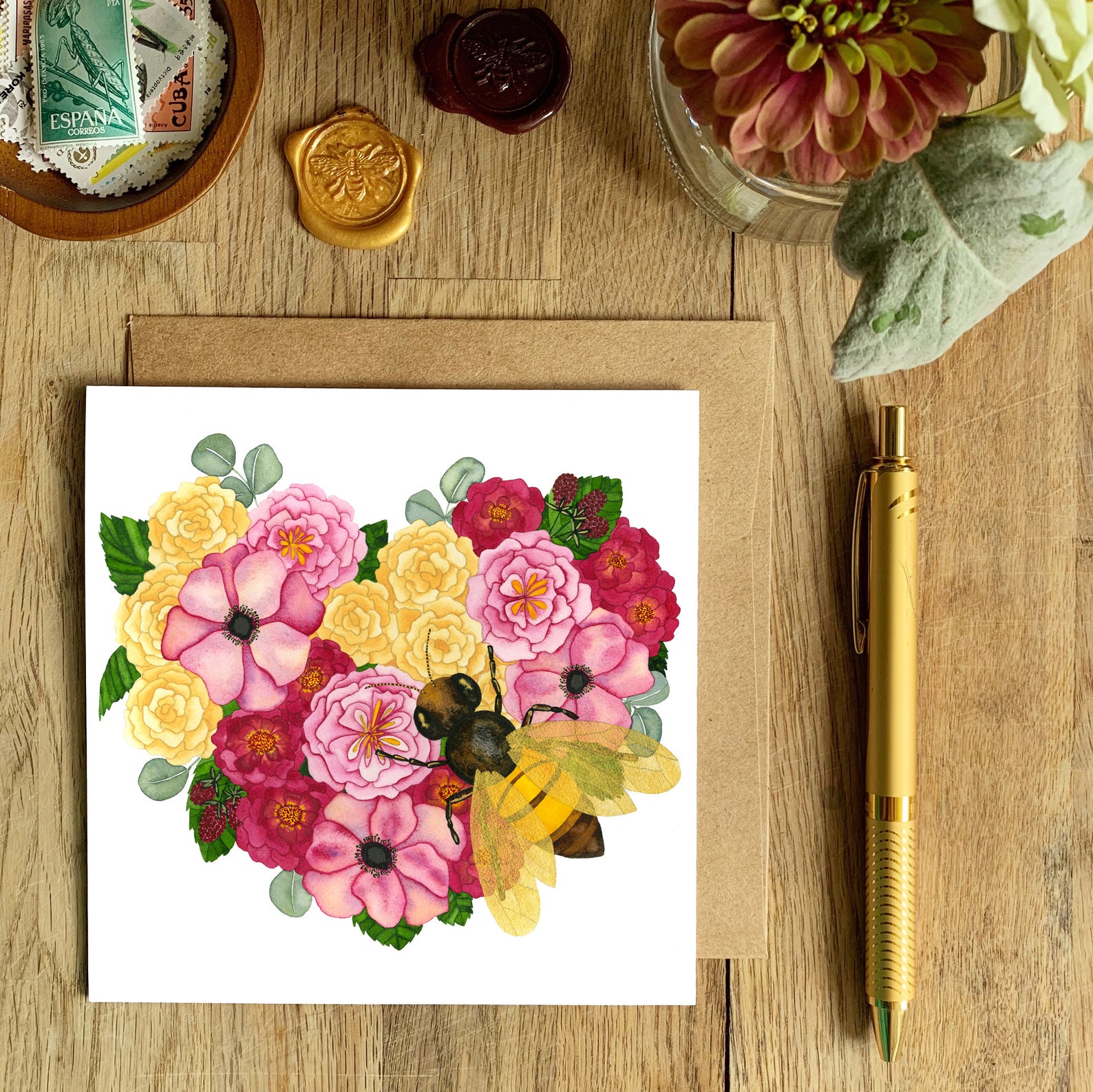 Bee Note Cards Set Bee Stationery or Bee Thank You Card | Etsy