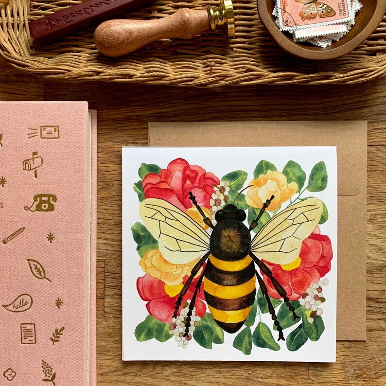 Bee Note Cards Set Bee Stationery or Bee Thank You Card | Etsy