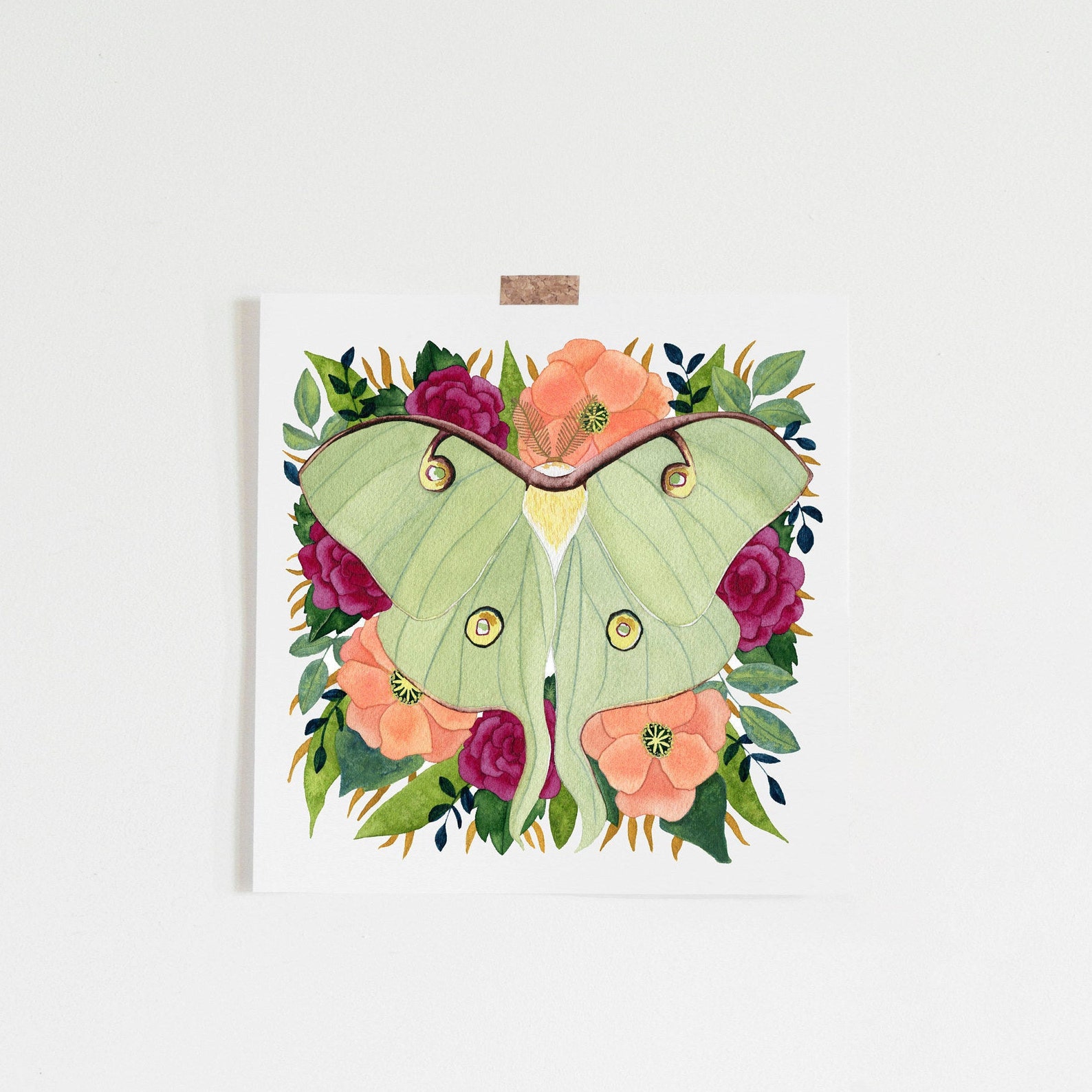 Luna Moth Print of Lunar Moth Painting for Lake House Decor - Etsy