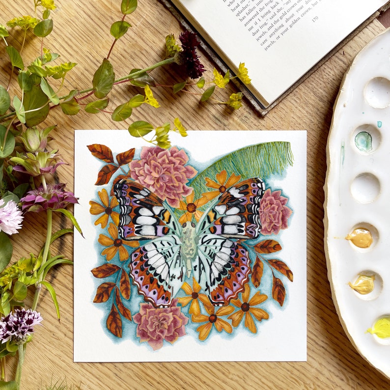 Boho Butterfly Print With Dahlia, Butterfly Display - Etsy