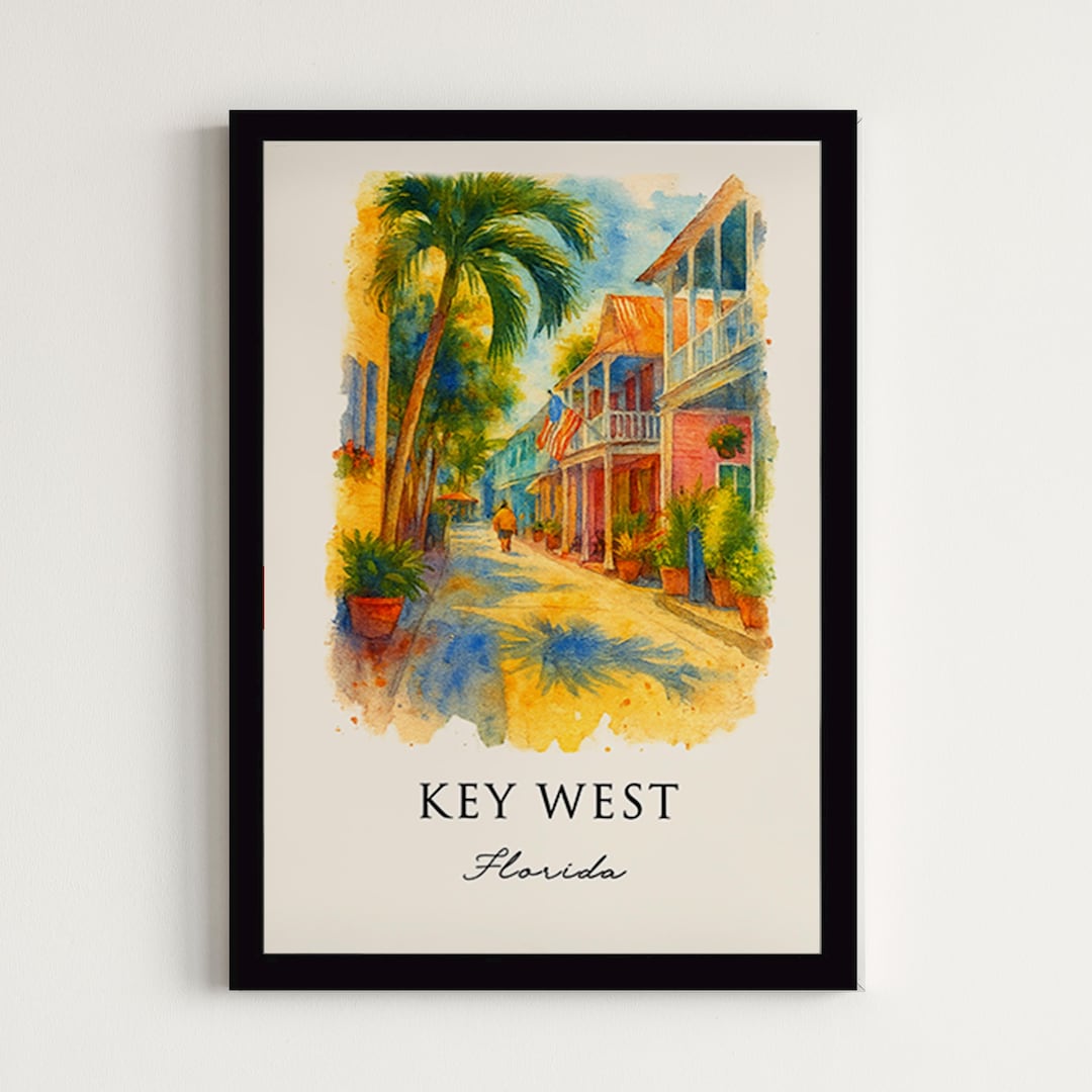 Key West FL Travel Poster – Florida Keys Watercolor Art Print - Etsy