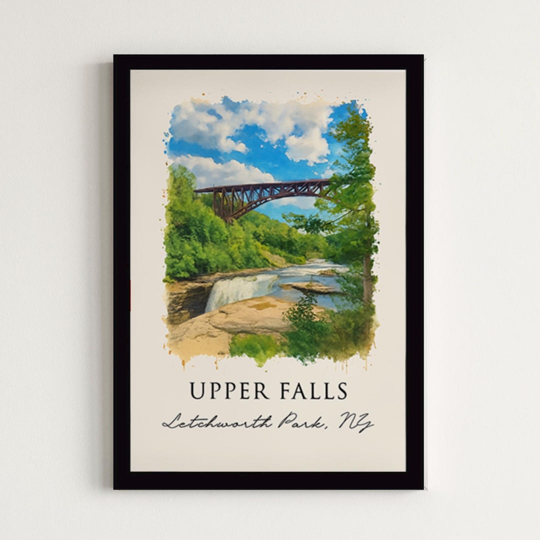 Upper Falls Letchworth State Park NY Travel Poster – Finger Lakes ...
