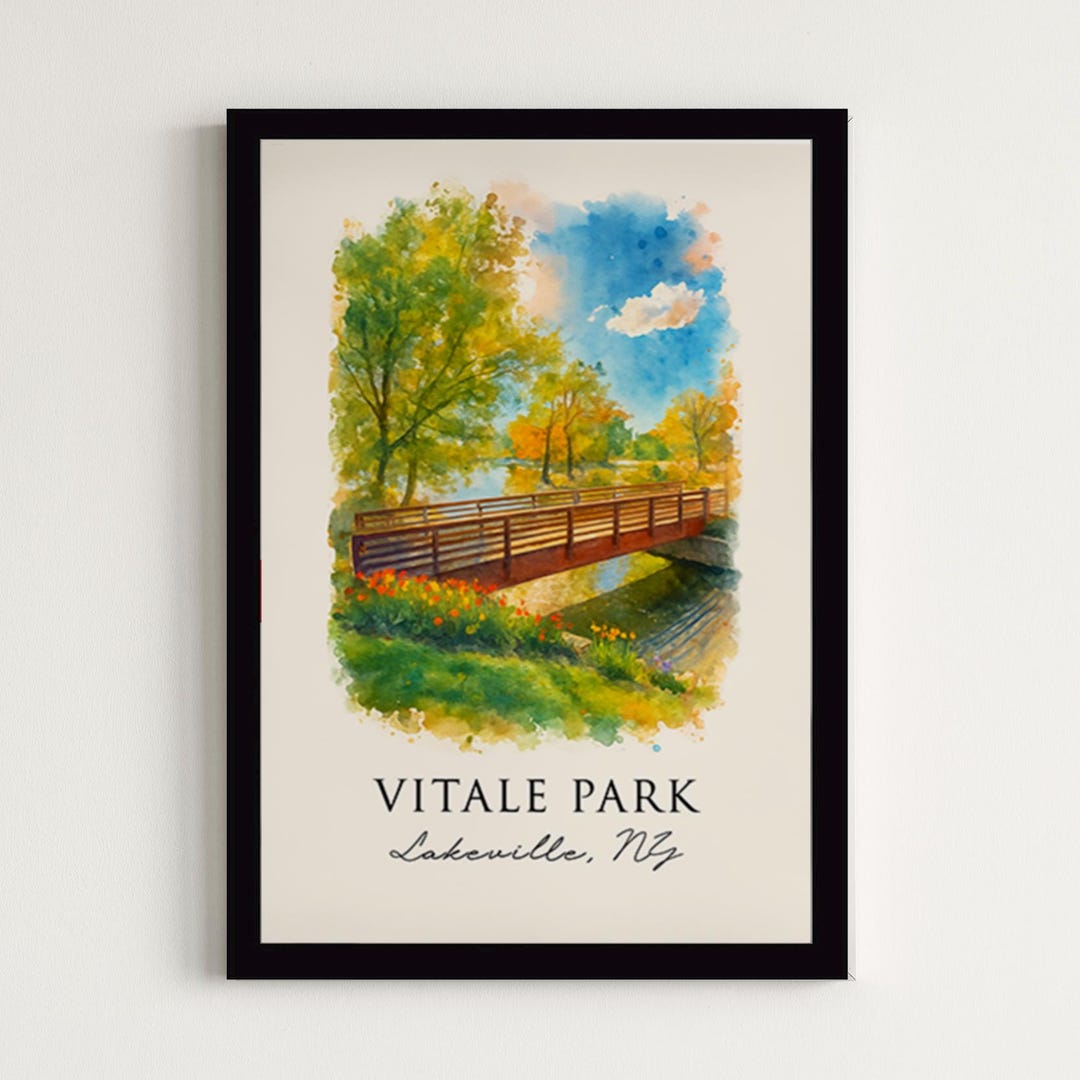 Vitale Park Conesus Lake NY Travel Poster – Finger Lakes Watercolor Art ...