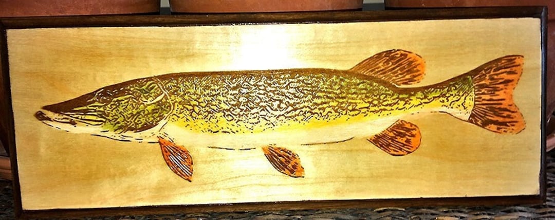 Colorful Northern Pike Wood Burning in High Detail - Etsy