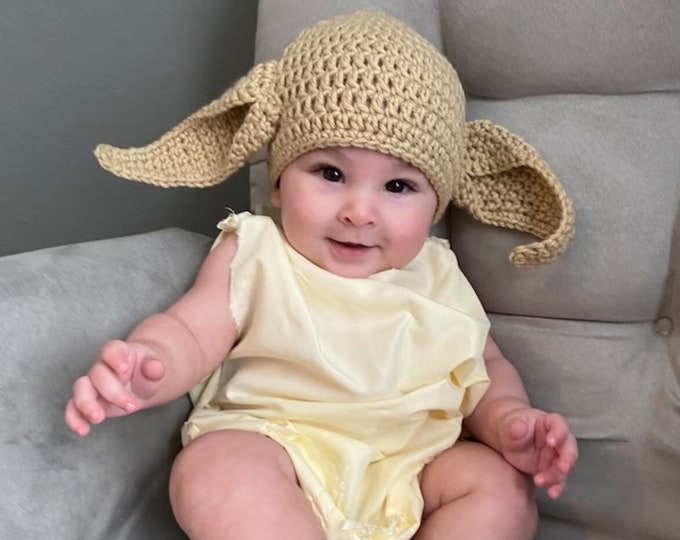 House Elf Hat/ Elf Hat/ Crochet House Elf Hat/ Infant House Elf Photo ...